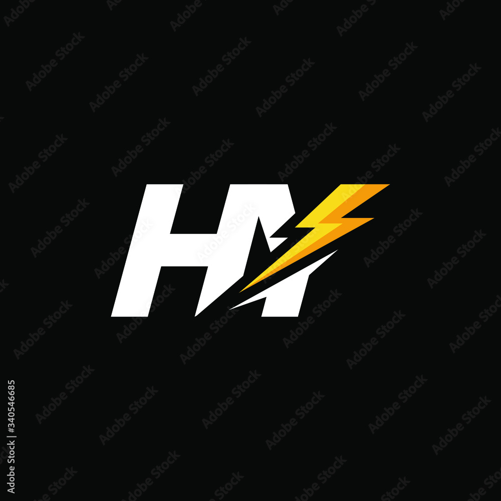 Initial Letter HY with Lightning Stock Vector | Adobe Stock