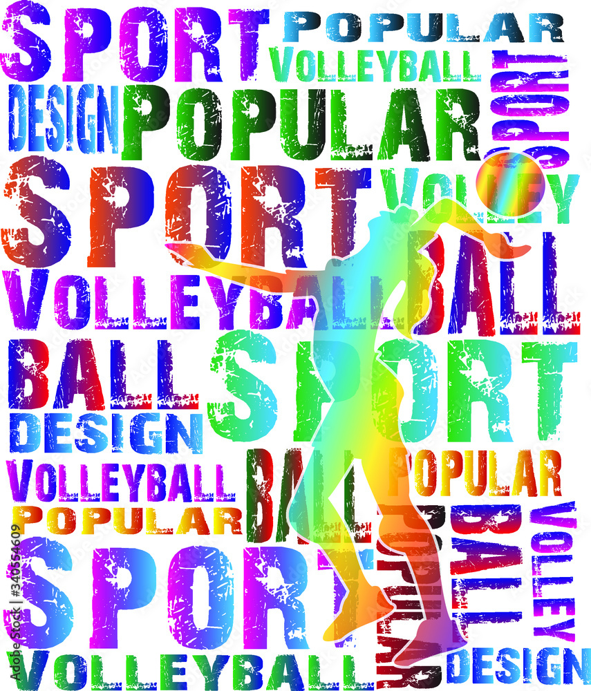 Sport magazine. Volleyball logo design. Colorful of the letters. Icon ...