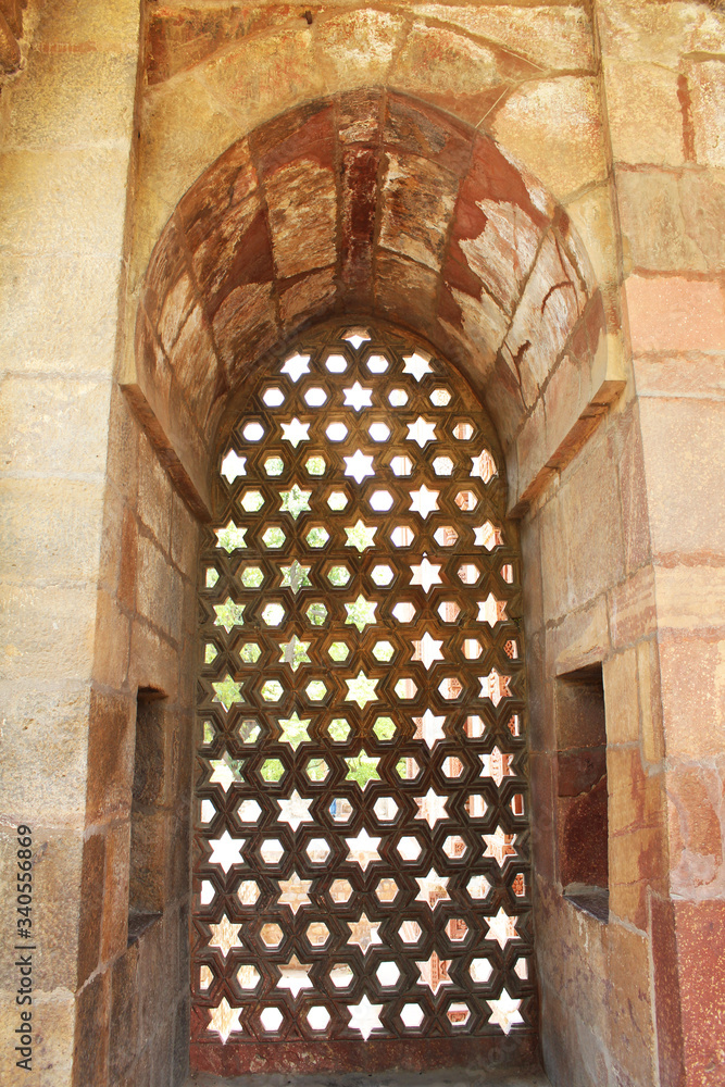 pattern of brick window of an ancient monument Stock Photo | Adobe Stock