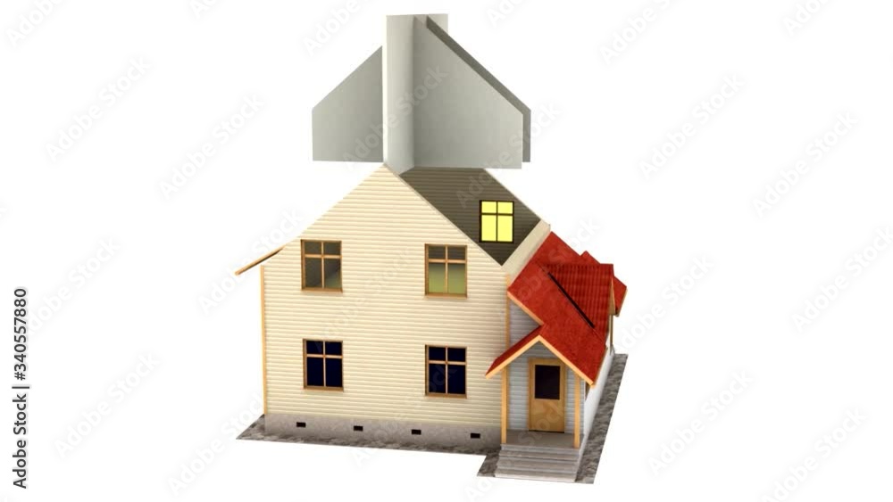 Home construction. Build structure. Time-lapse 3d animation showing a ...