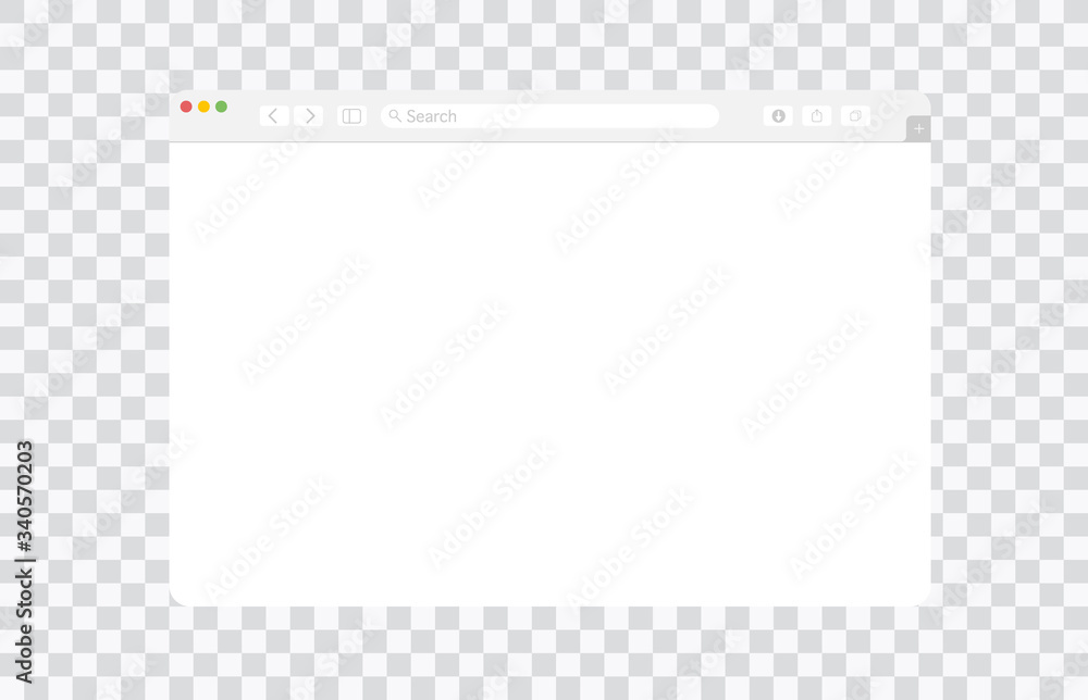 Empty browser window on transparent background. Empty web page mockup ...