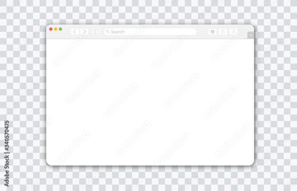 Empty browser window on transparent background. Empty web page mockup ...