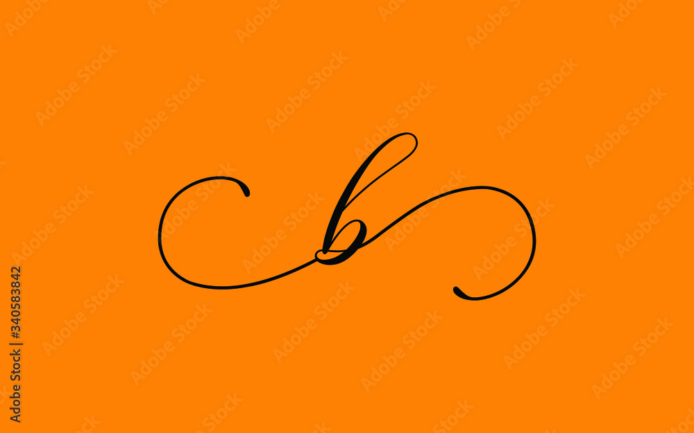 Vetor de b Letter Cursive Icon or Logo design, Vector Template do Stock ...