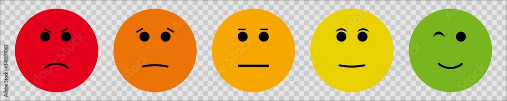 Smileys with a mood. Indicator of moods from bad to good. Mood meter ...