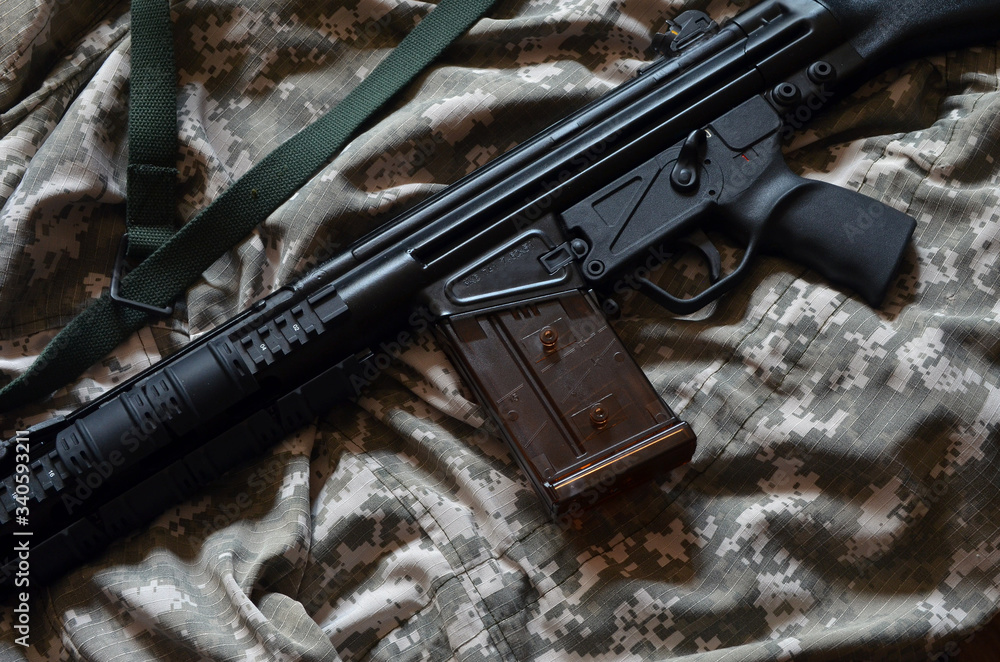 G3 assault rifle developed by Heckler & Koch GmbH and in use with a ...