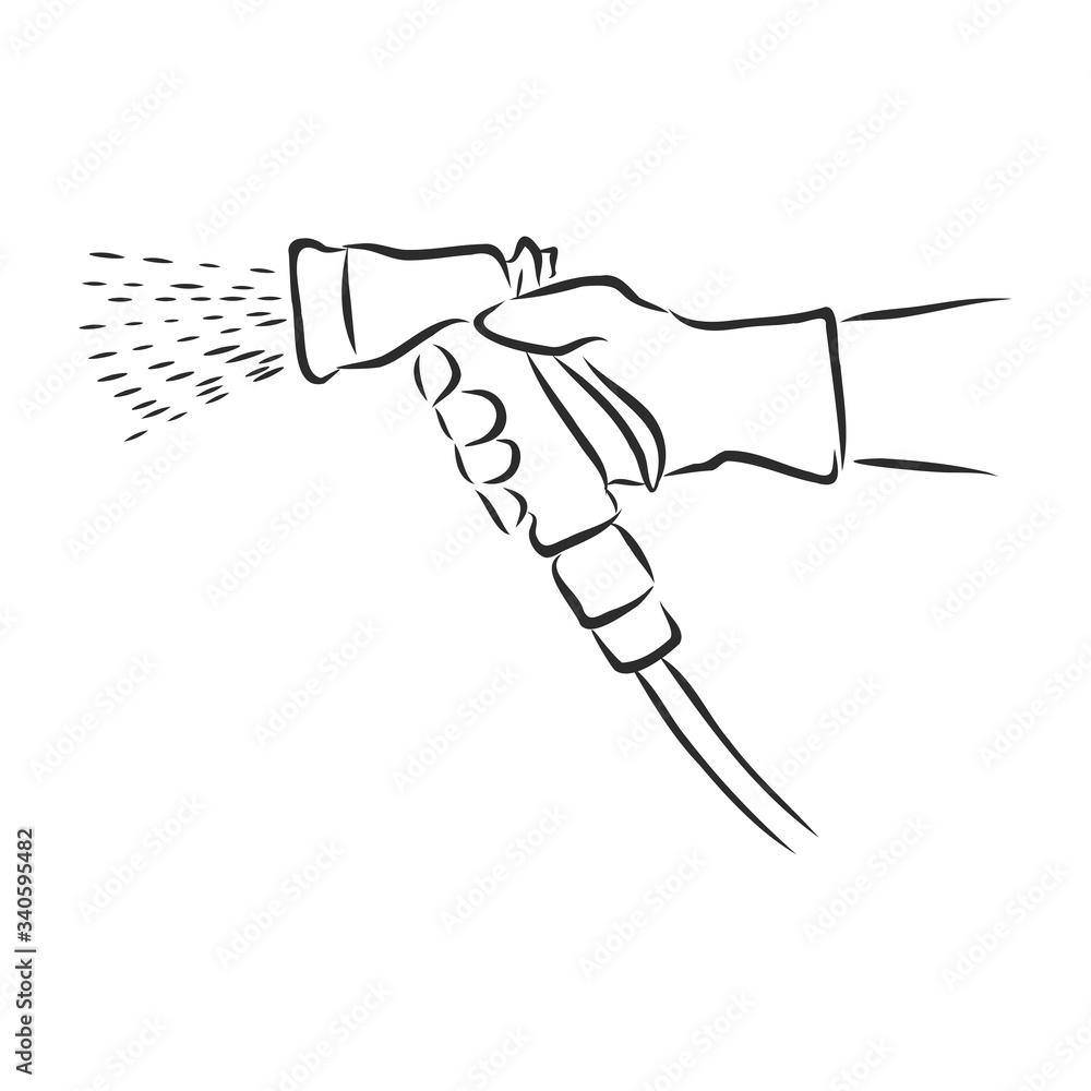 stock vector illustration drawing in doodle style. garden hose nozzle ...