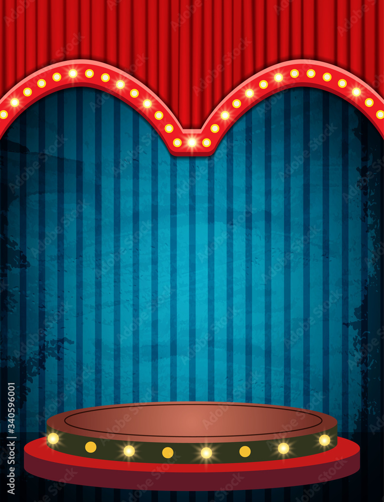 Vintage circus background with Red curtain and podium Stock Vector ...
