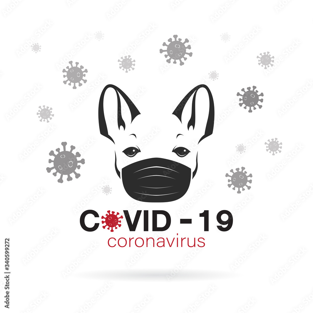 Bulldog wearing a mask to protect against the covid-19 virus. Breathing ...