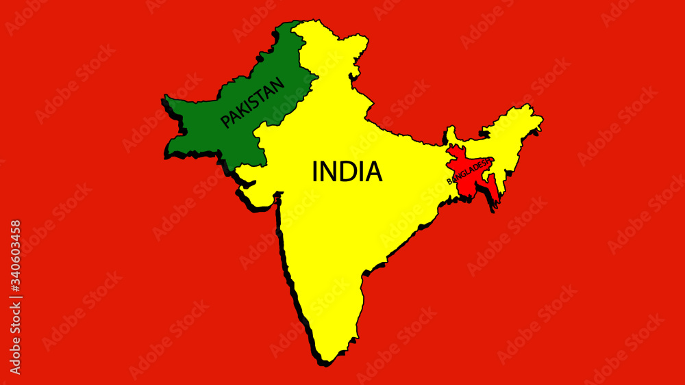 India Pakistan Bangladesh Maps Stock Vector | Adobe Stock
