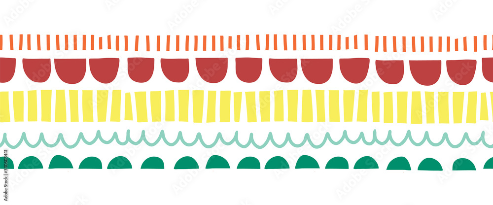Seamless horizontal vector border abstract doodle shapes. Repeating ...