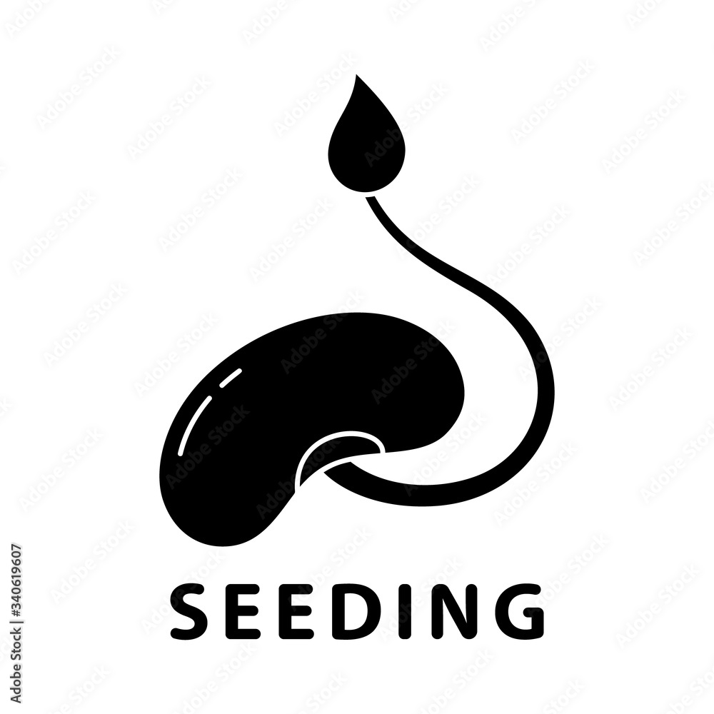 Cutout silhouette Bean sprout with leaf icon for seeding theme. Outline ...