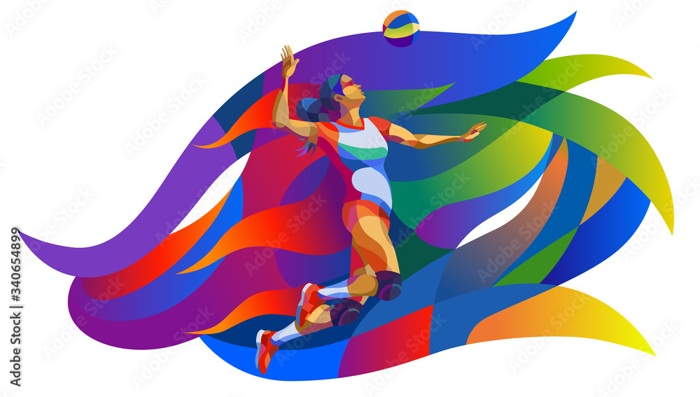 Female volleyball player on the attack Stock Vector | Adobe Stock
