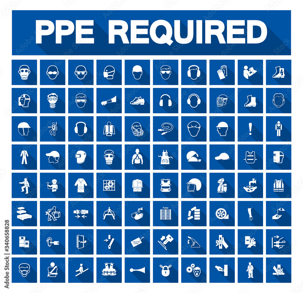 Required Personal Protective Equipment (PPE) Symbol,Safety Icon Stock ...