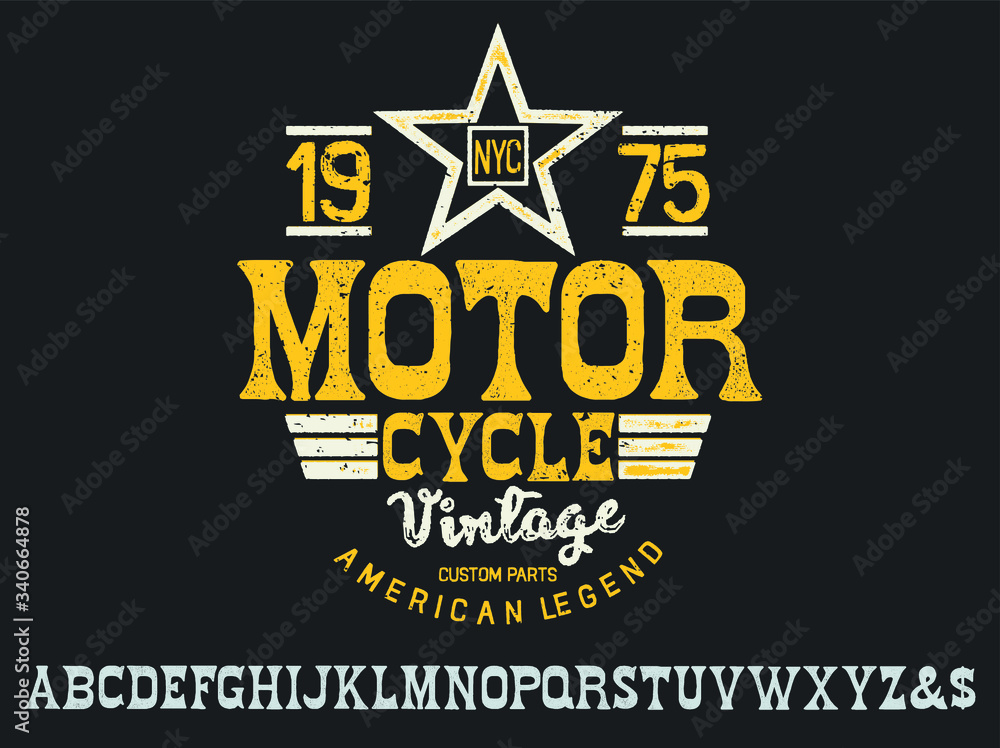 Motorcycle club community logo design.Decorative font. Letters, Numbers ...