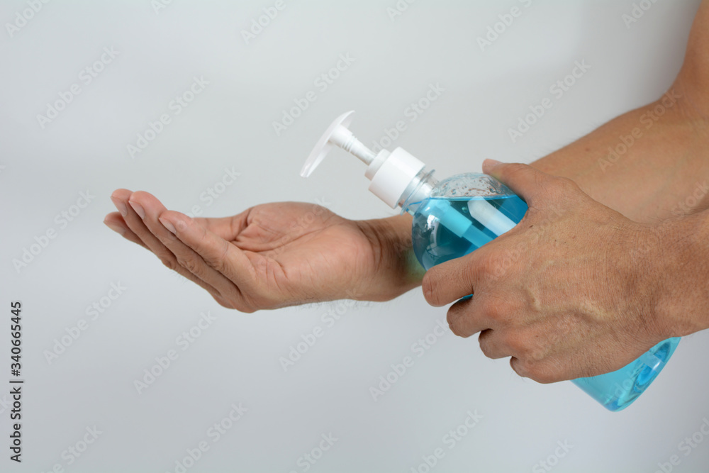Hand cleaning gel, prevent the spread of germs and bacteria and avoid ...