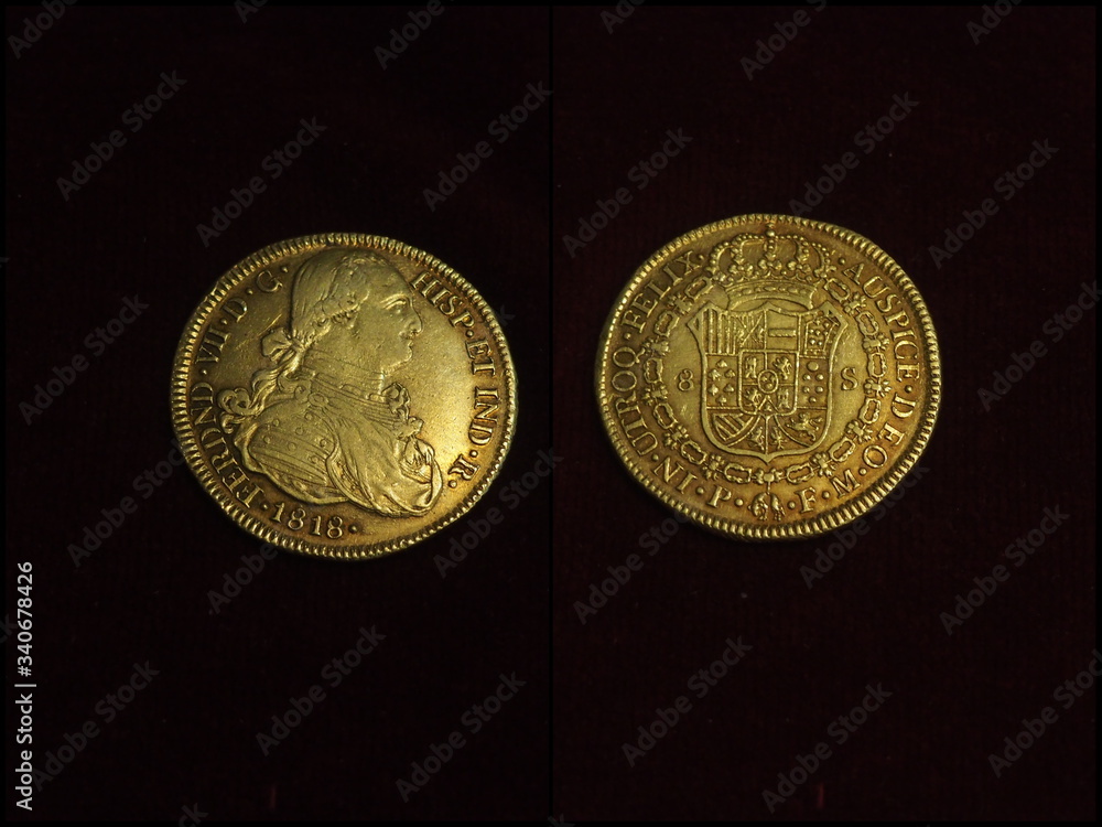 Foto de Anverso y reverso, cara y cruz, de una moneda española de ocho ...