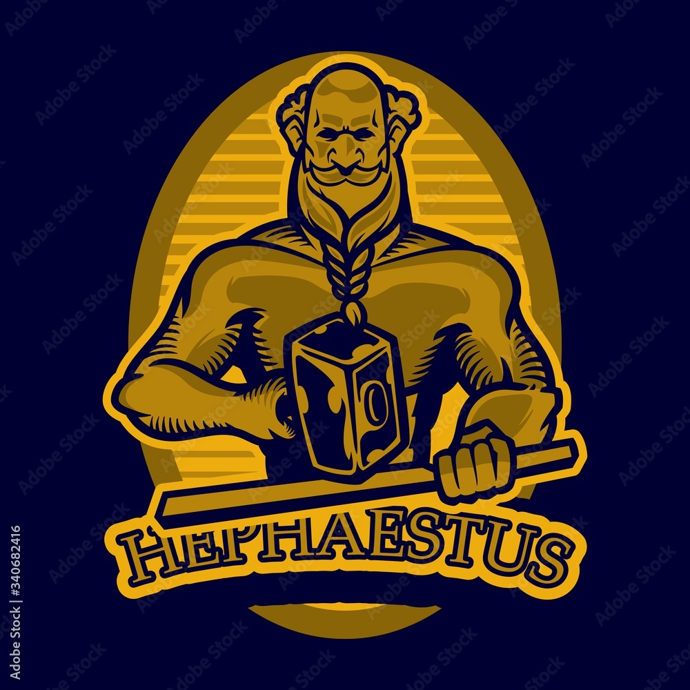 Mythology cartoon of famous ancient greece gods and goddess. Hephaestus ...