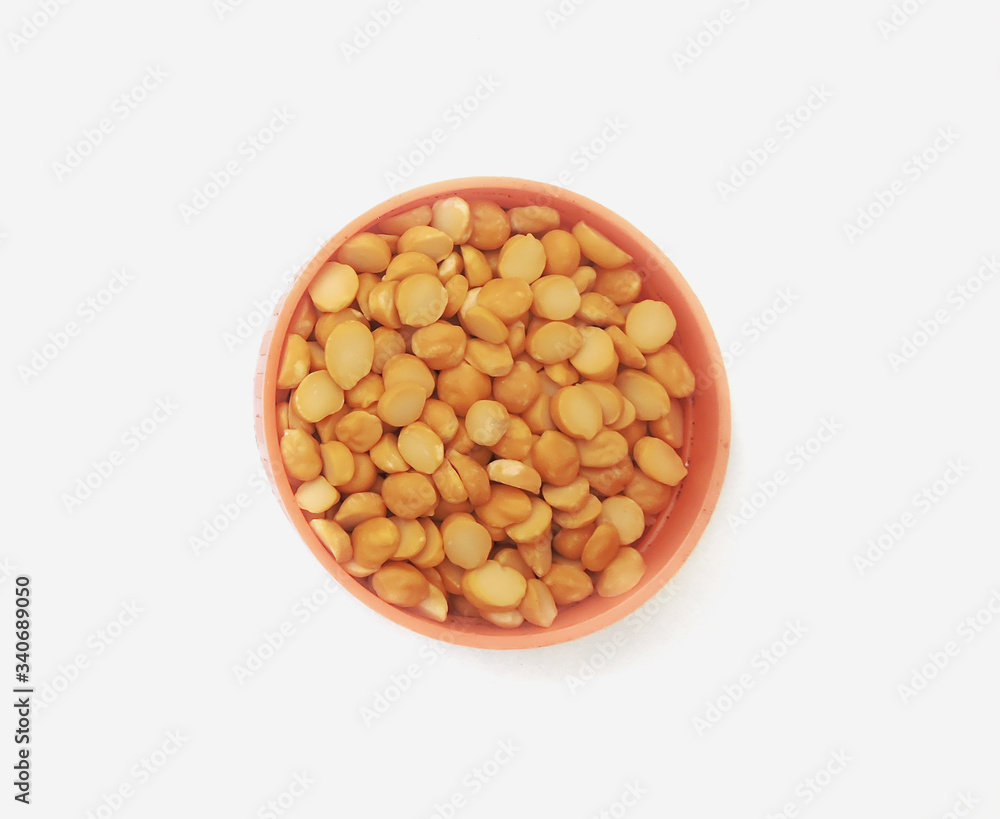 Mung beans without skin. Mung beans are light yellow in colour when ...