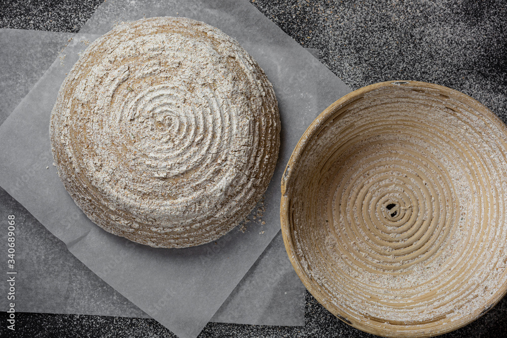 Proofing dough in a special basket. Raise the dough before baking ...