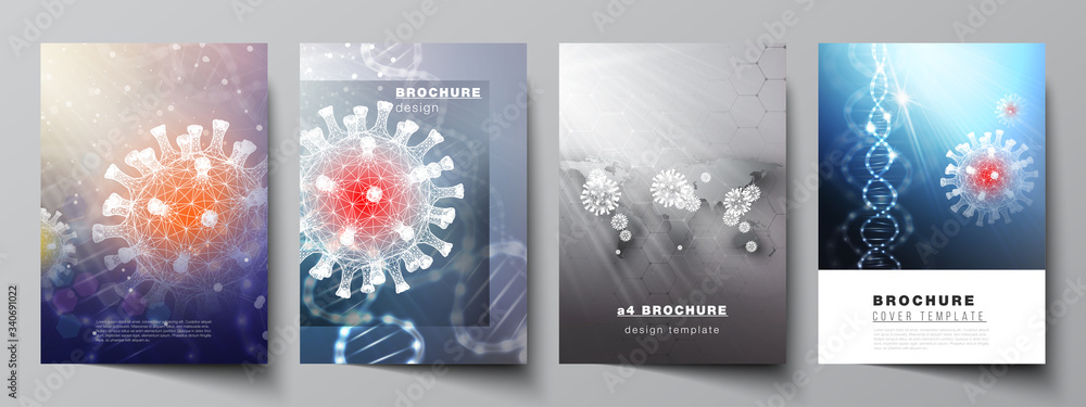 Vector layout of A4 cover mockups templates for brochure, flyer layout ...