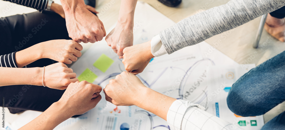 Panoramic teamwork business join hand together concept, Business team ...