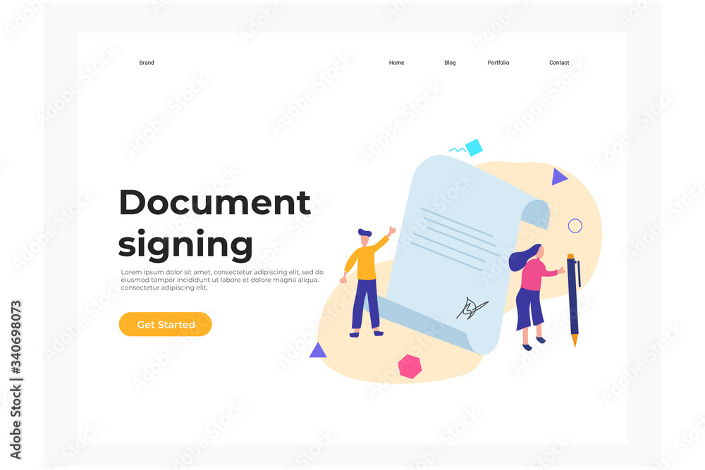 Document signing concept illustration concept for web landing page ...