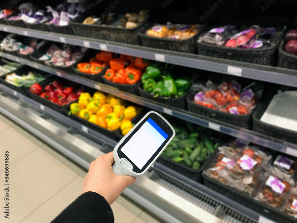 smart remote control grocery shopping the self check-out are on display ...
