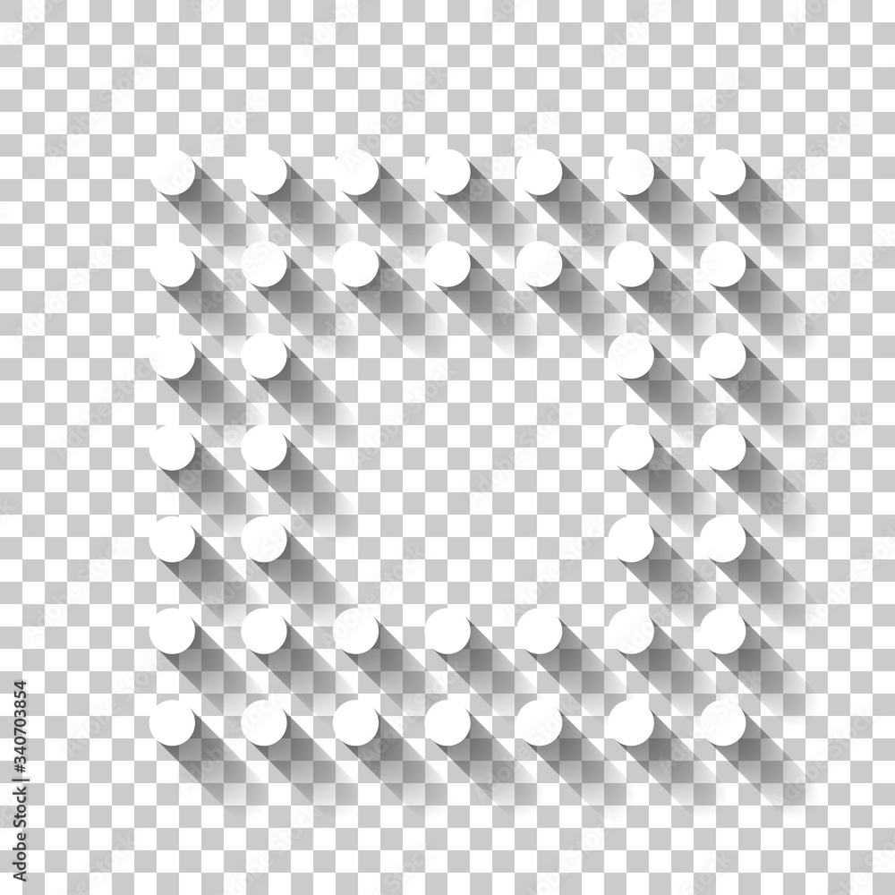 Digital dotted stop symbol, square shape. White icon with shadow on ...