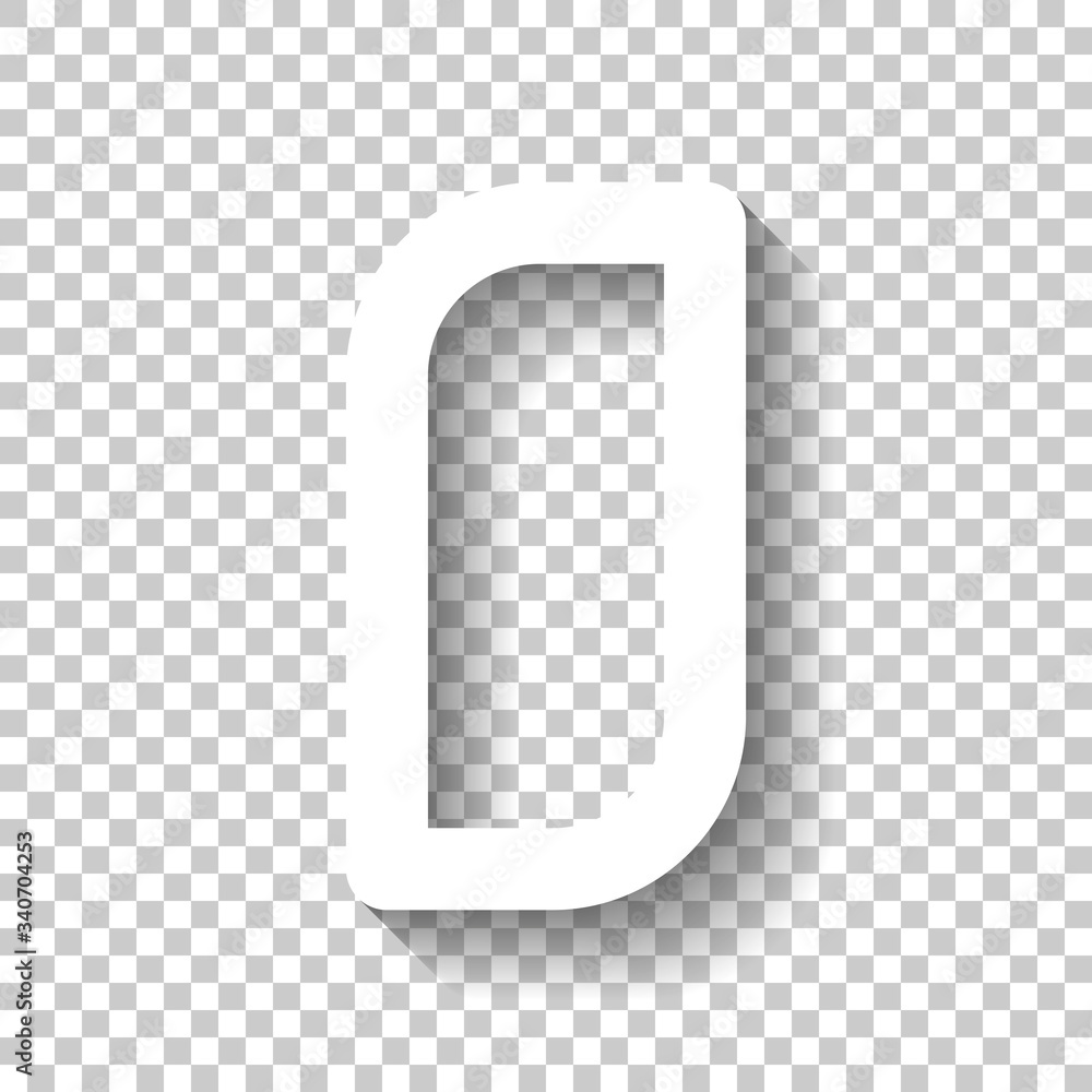 Letter O of alphabet, isolated outline symbol. White icon with shadow ...