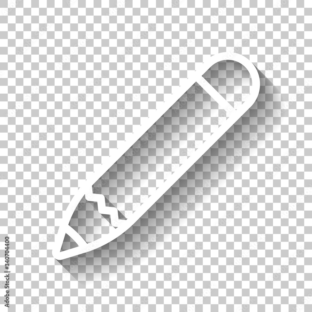 Simple pencil or pen, edit or write, outline design. White icon with ...