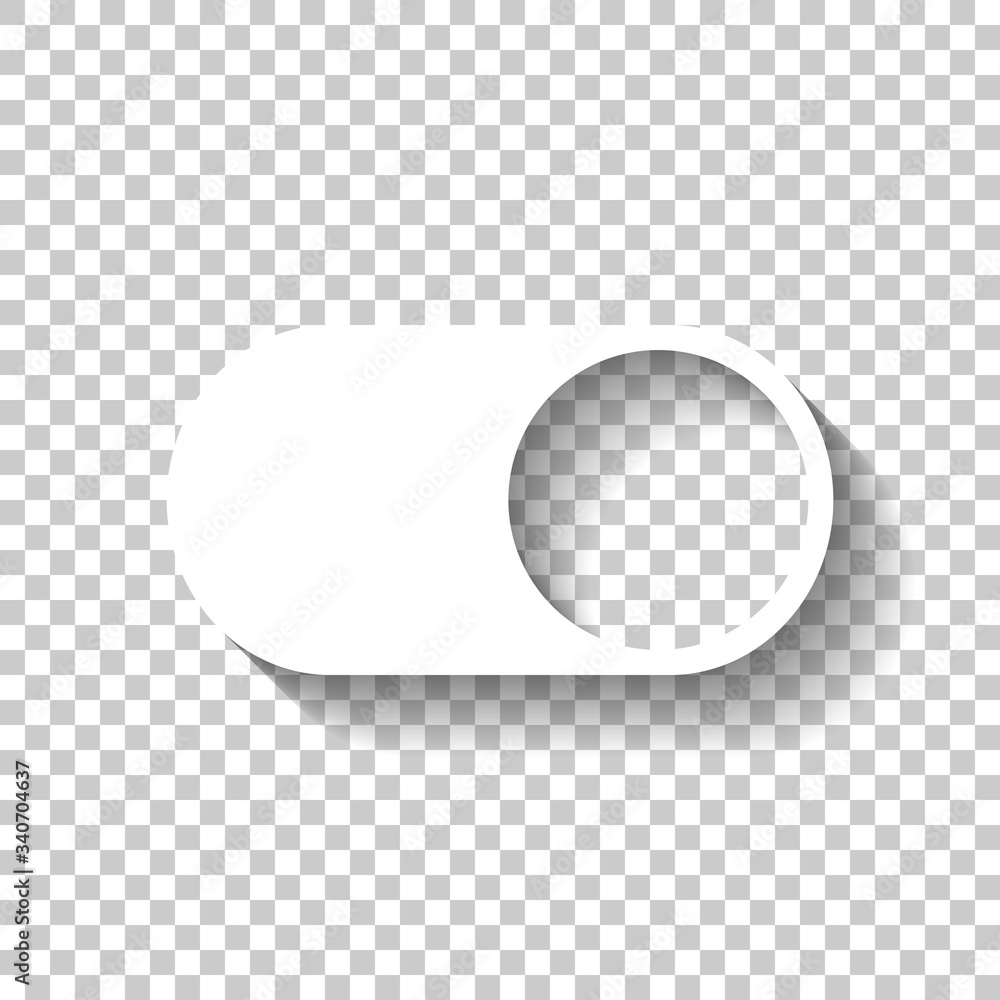 switch on, app slider. White icon with shadow on transparent background ...