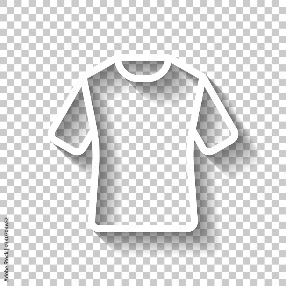 T-shirt or polo dress, outline design. White icon with shadow on ...