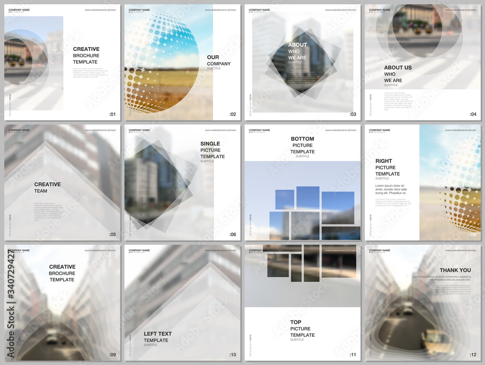 Brochure layout of square format covers design templates for square ...