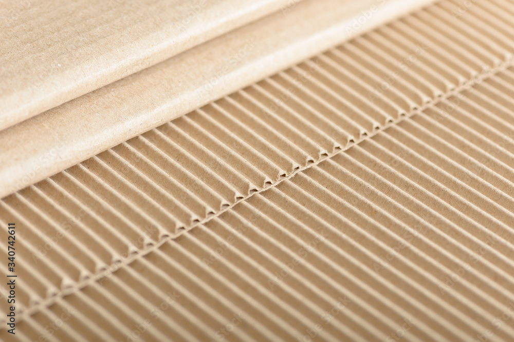Carton or cardboard packing material. Texture of corrugated paper ...