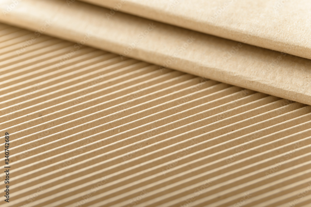 Carton or cardboard packing material. Texture of corrugated paper ...