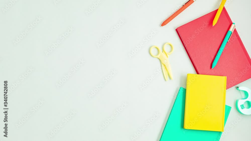 Stop motion animation with school supplies. Back to school, education ...