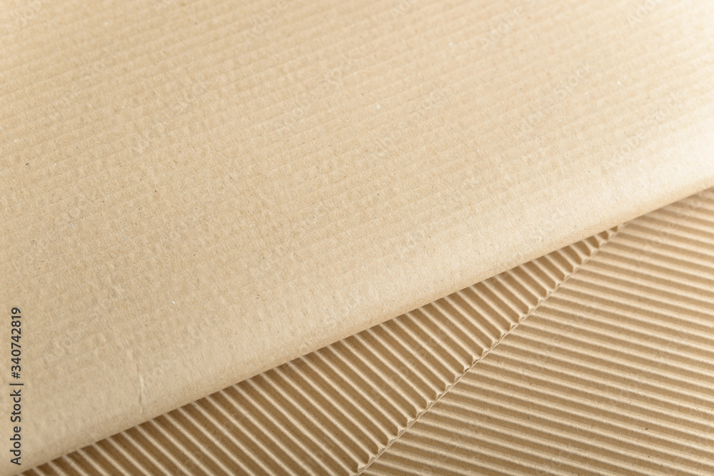 Carton or cardboard packing material. Texture of corrugated paper ...