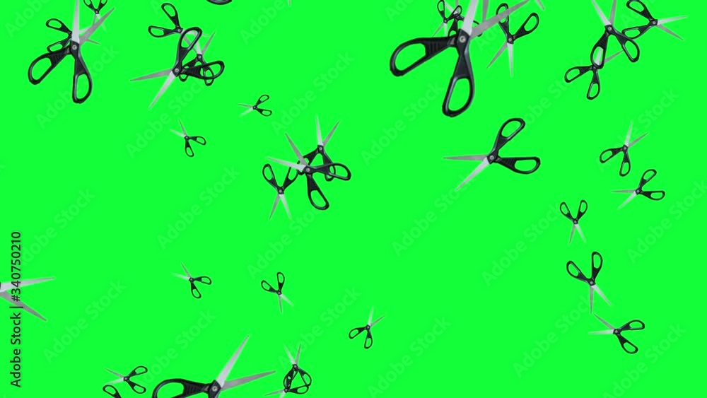 group of animated scissors elements on green screen chroma key Stock ...