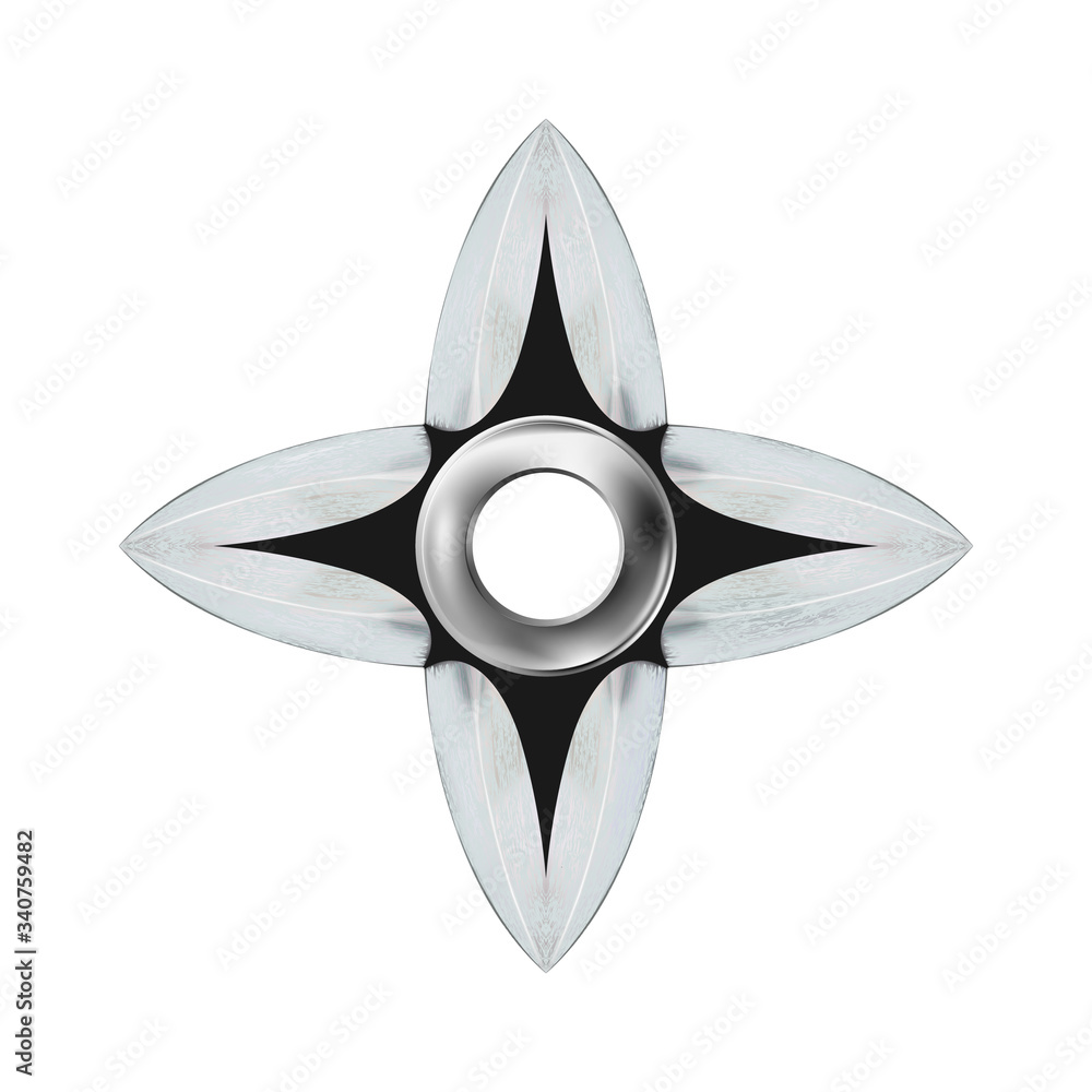 Modern silver, metallic shuriken or star ninja, metal throwing weapons ...