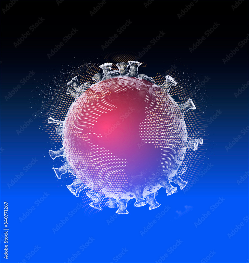 3D model of planet earth from particles double exposure with model ...