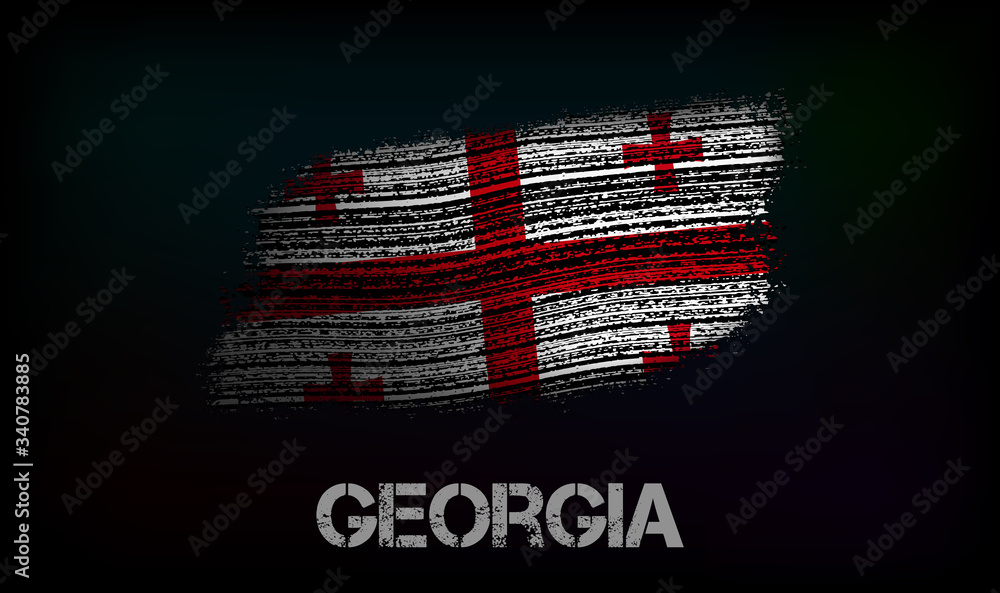 Flag of the Georgia. Vector illustration in grunge style with cracks ...