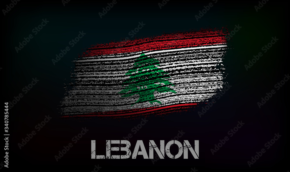 Flag of the Lebanon. Vector illustration in grunge style with cracks ...
