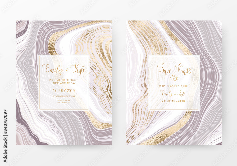 Agate slice gemstone celebration card with gold natural stone texture ...