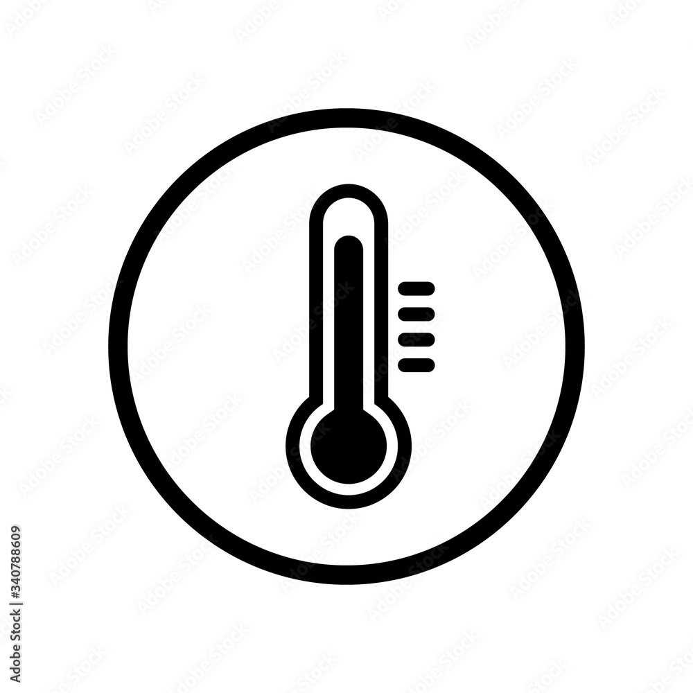 Black over high temperature sign / icon, simple graphic safety ...