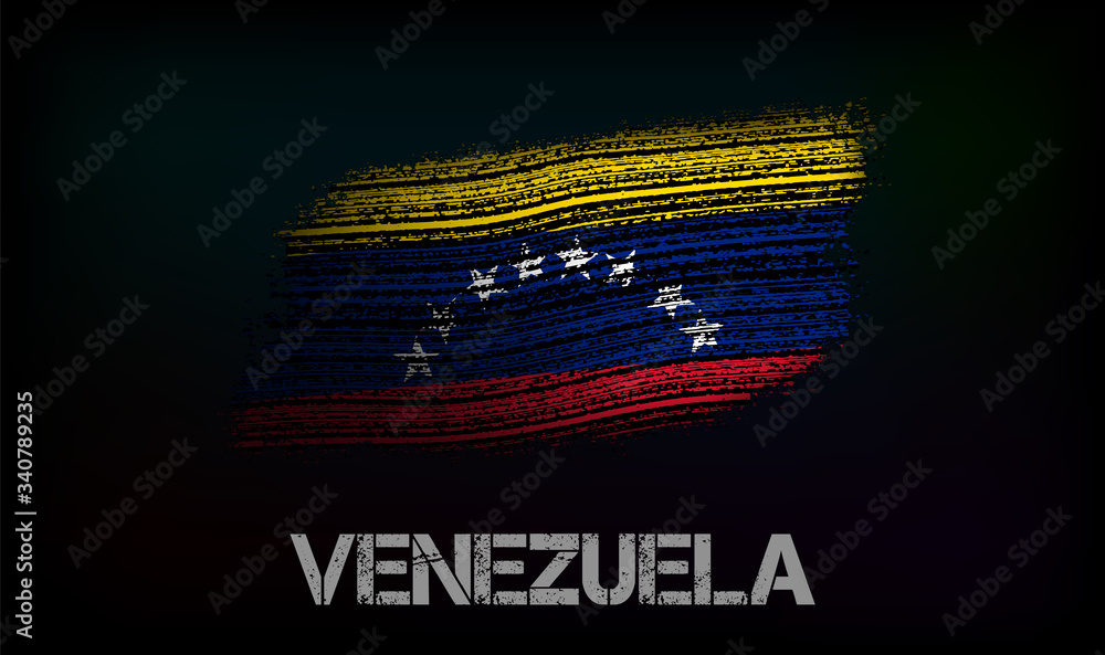 Flag of the Venezuela. Vector illustration in grunge style with cracks ...