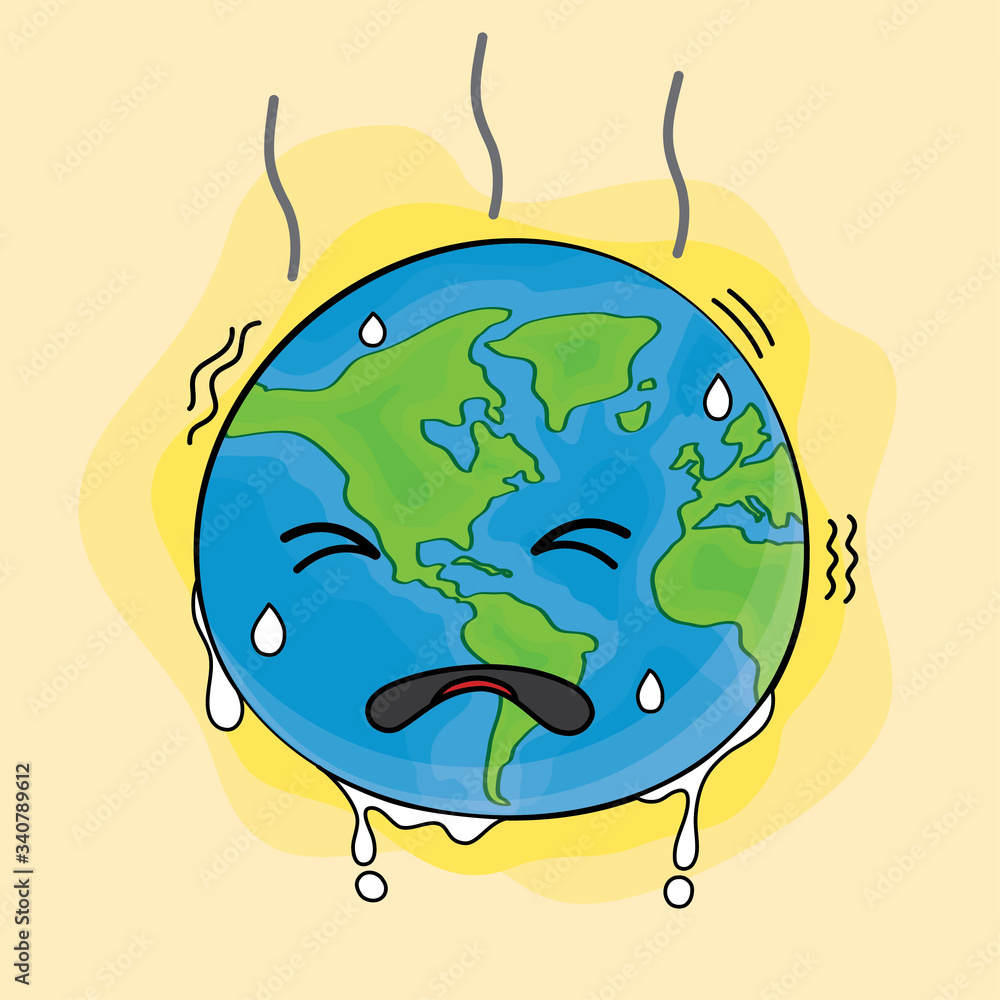 Global warming Cartoon Vector Illustration Hand Stock Vector | Adobe Stock
