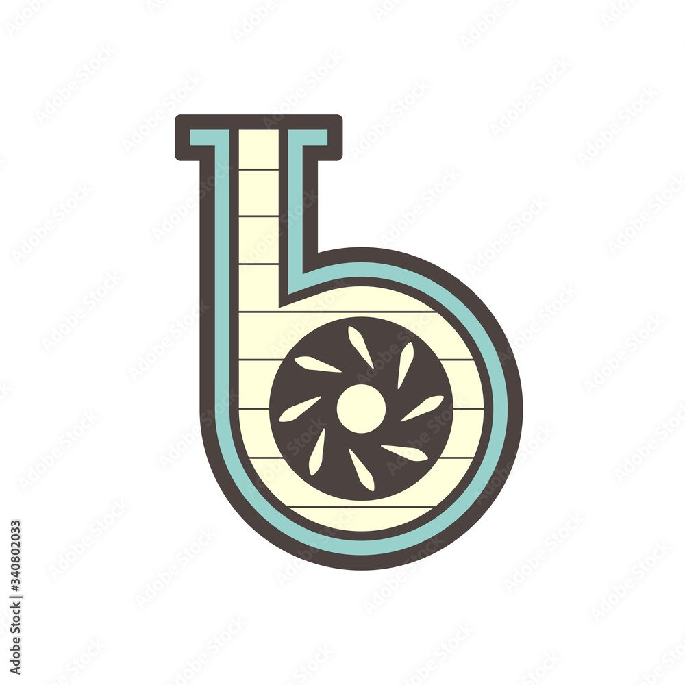 Water pump and propeller or turbine inside section view vector icon ...