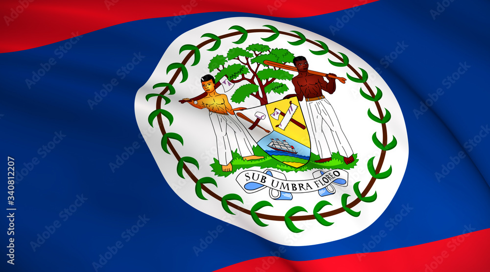 Belize National Flag (Belizean flag) - waving background illustration ...