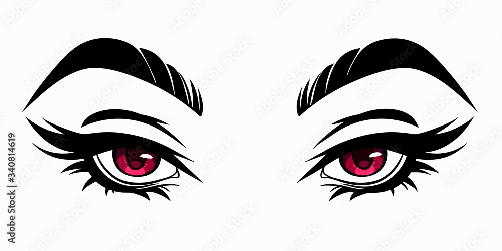 beautiful cute female eyes in cartoon style Stock Vector | Adobe Stock