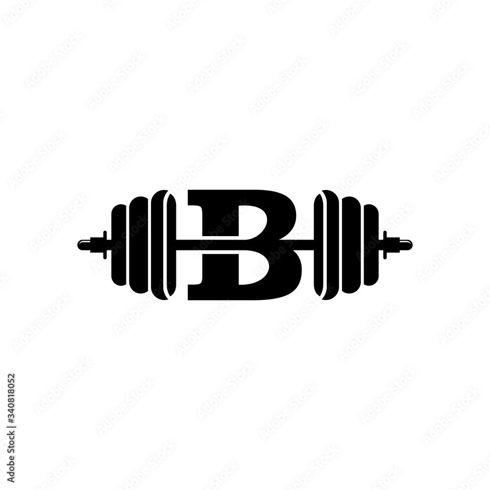 Letter B Fitness Gym Logo Design. Barbel Sports Vector Icon Stock ...